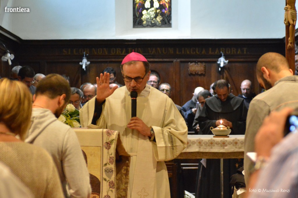 Vestizione dei novizi a Fonte Colombo con il vescovo Domenico